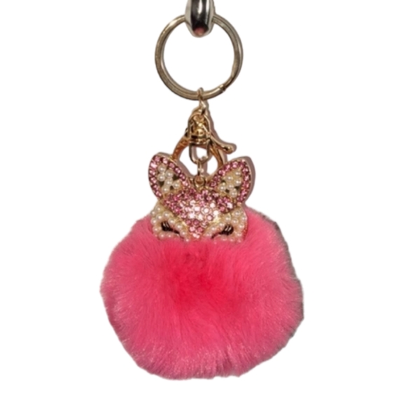 Accessories | Barbie Pink Rhinestone And Pearl Fox Keychain | Poshmark